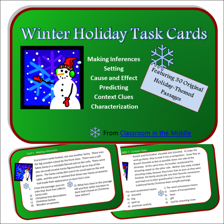 Winter Holiday Task Cards