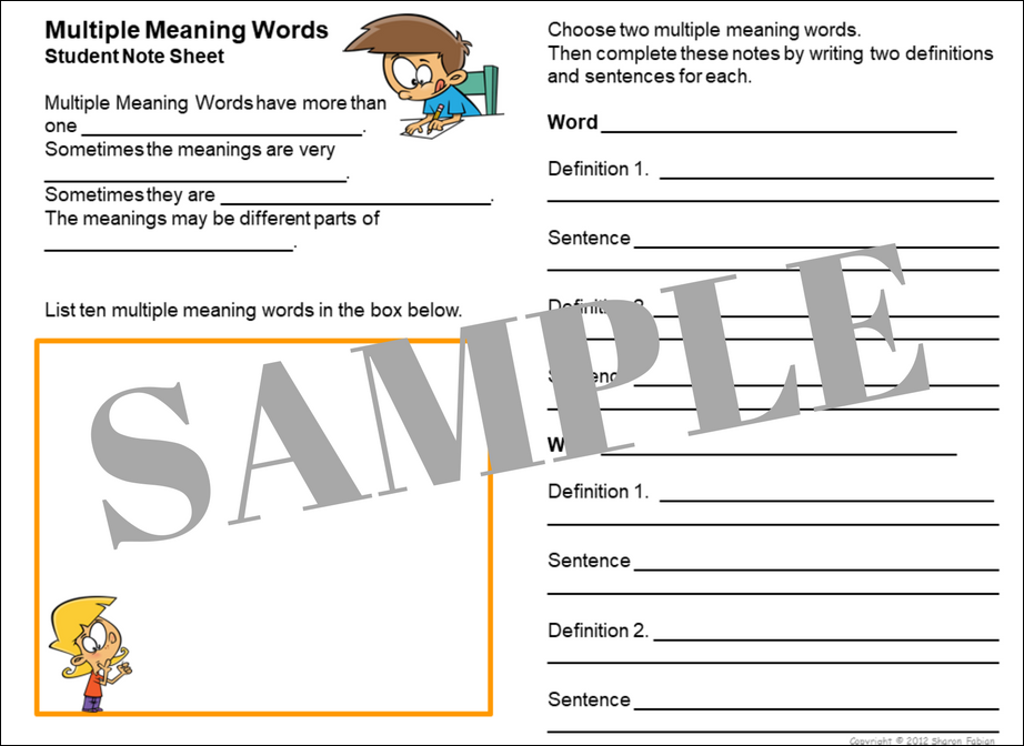 Multiple Meaning Words for the Middle Grades