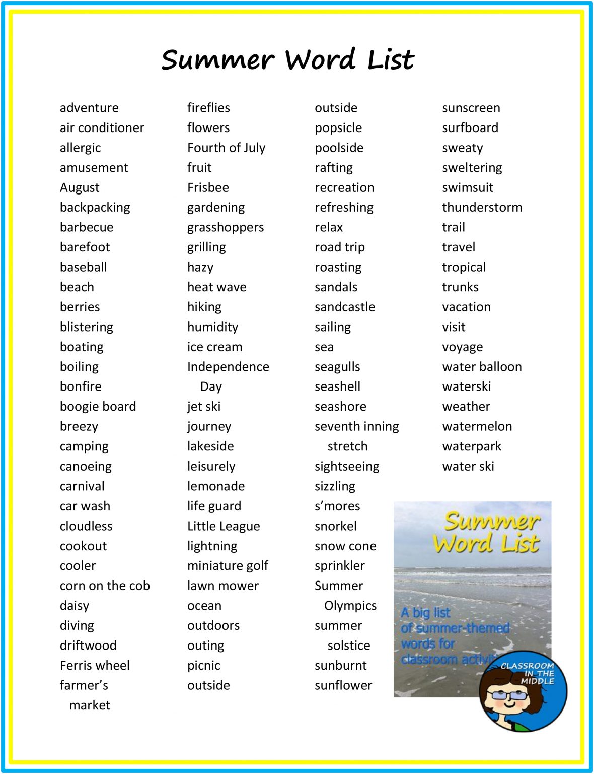 Summer Word List