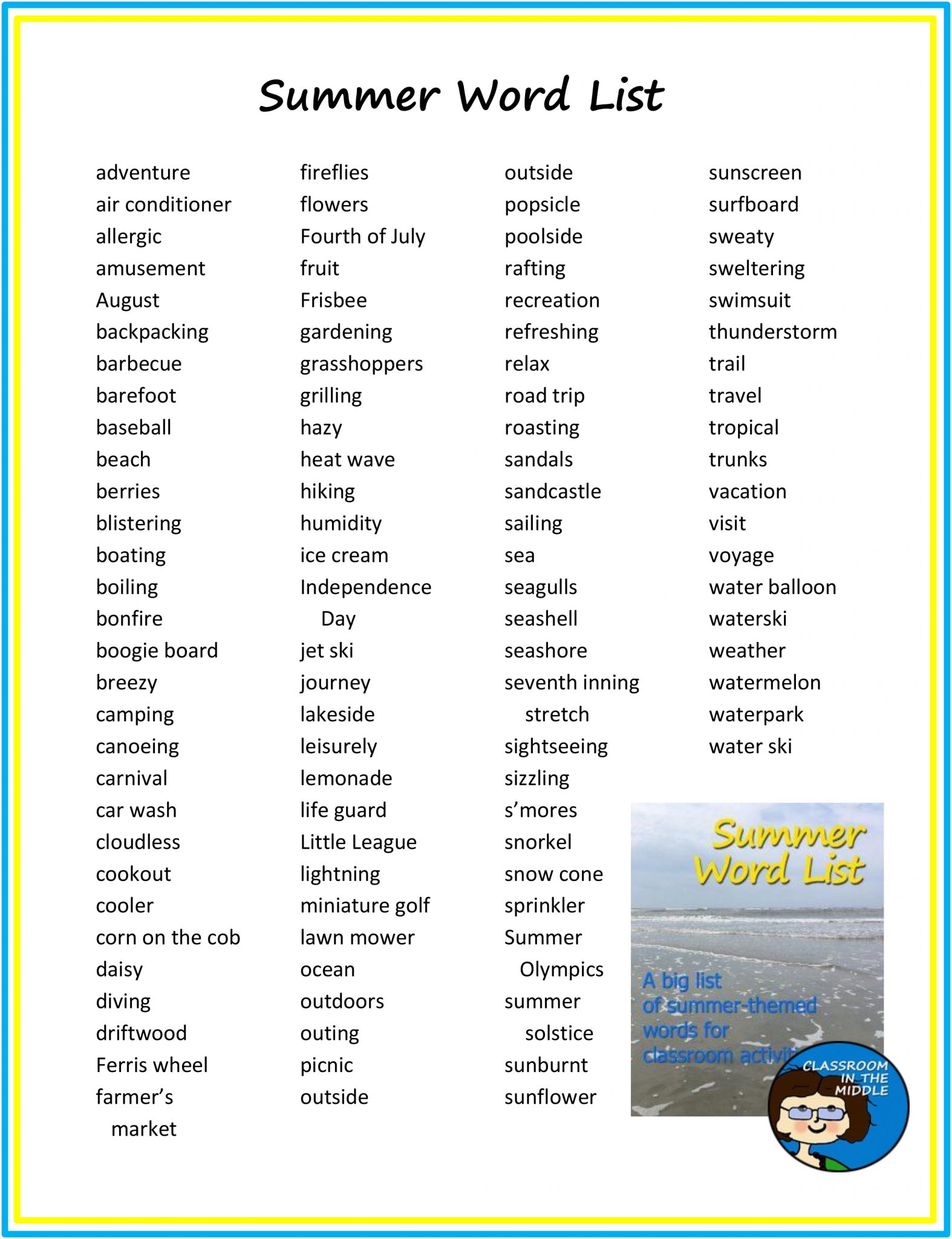 Summer Word List
