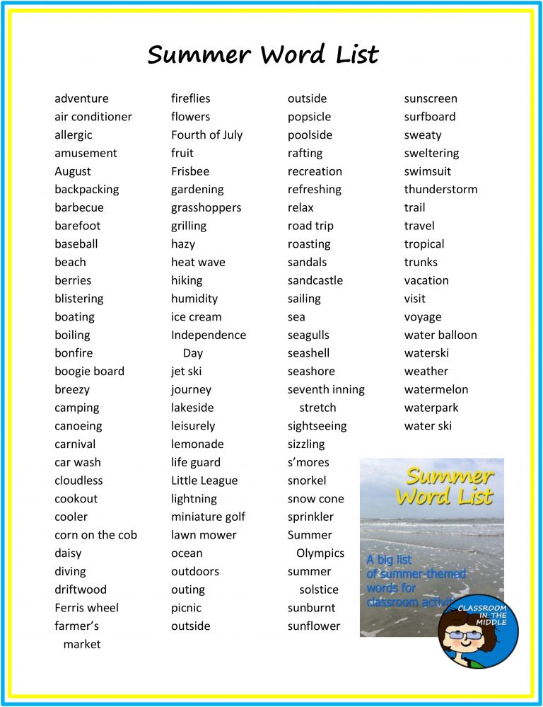 Summer Word List