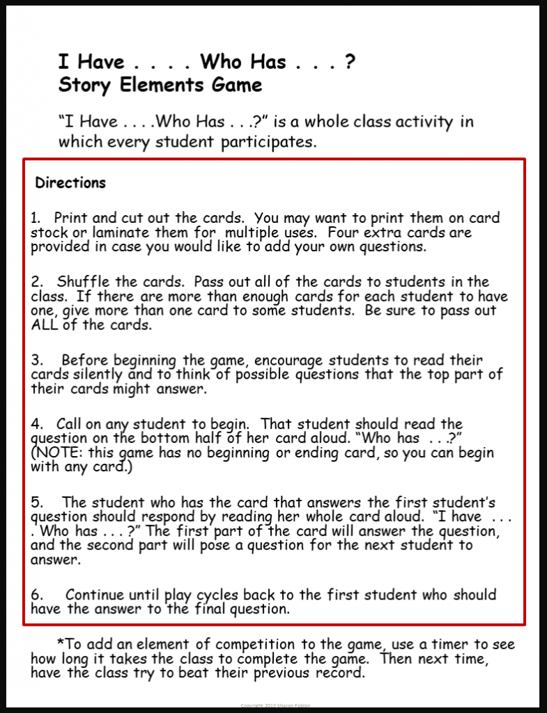 Story Elements-A Fun Quick-Check