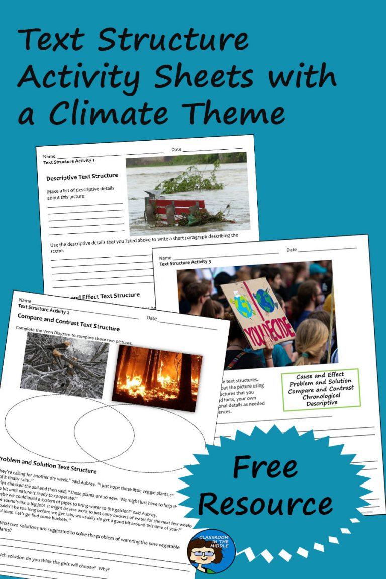 Text Structure Activity Sheets with a Climate Theme, Free Resource