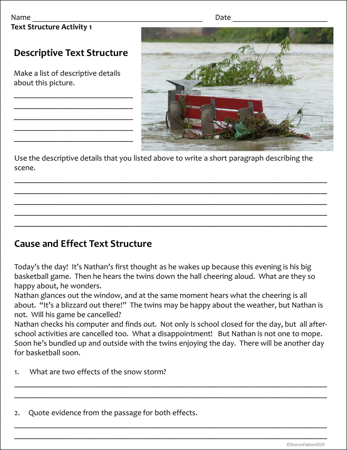 Text Structure Activity Sheets with a Climate Theme, Free Resource