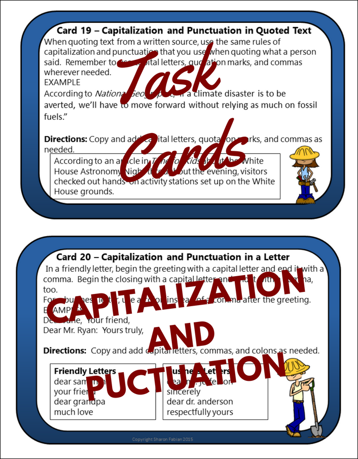 Teaching Capitalization and Punctuation with Task Cards