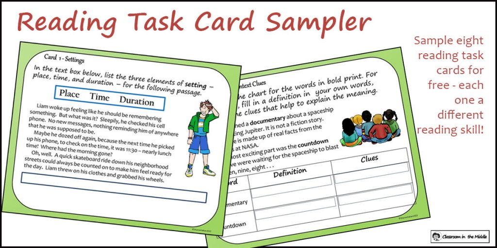 Reading Task Card Sampler – Free Resource