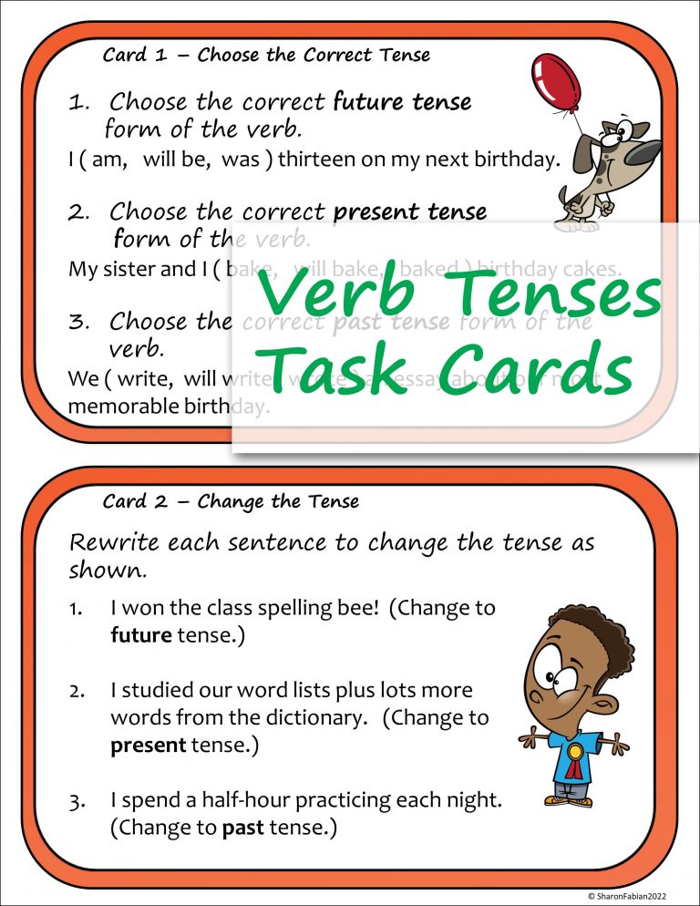 The Verb Tenses Task Cards come with both a digital version and a PDF ...