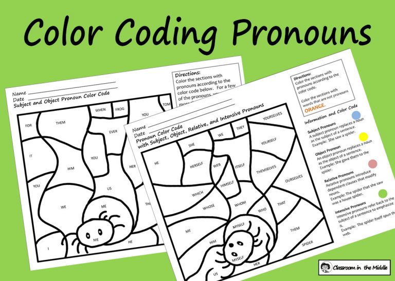 Color Coding Pronouns – A Free Resource in Digital and Print Versions