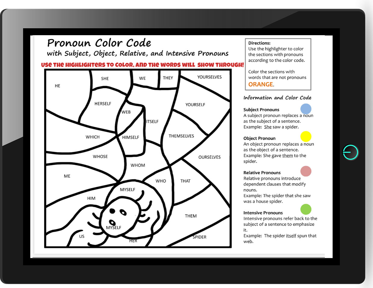 Color Coding Pronouns – A Free Resource in Digital and Print Versions