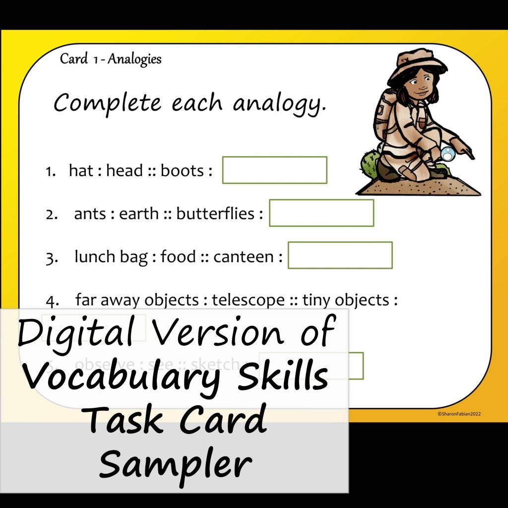 Vocabulary Skills Task Card – A FREE Sampler to Try with Your Classes