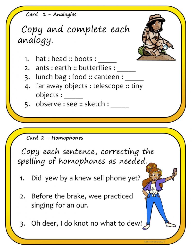 Vocabulary Skills Task Card – A FREE Sampler to Try with Your Classes
