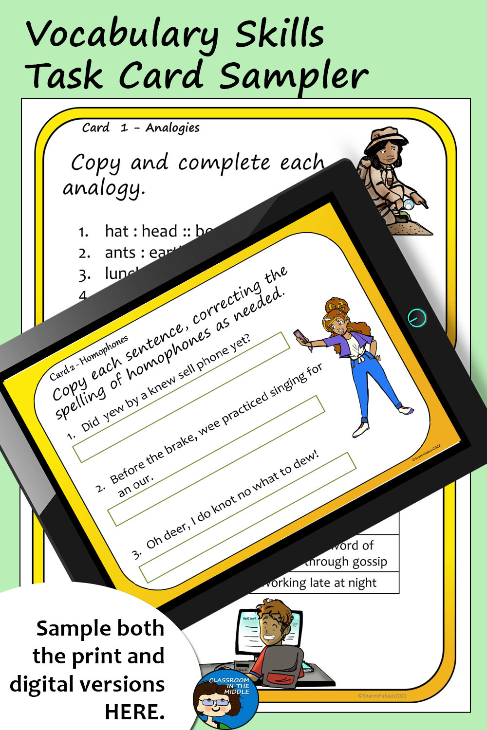Vocabulary Skills Round-up, with Free Task Cards
