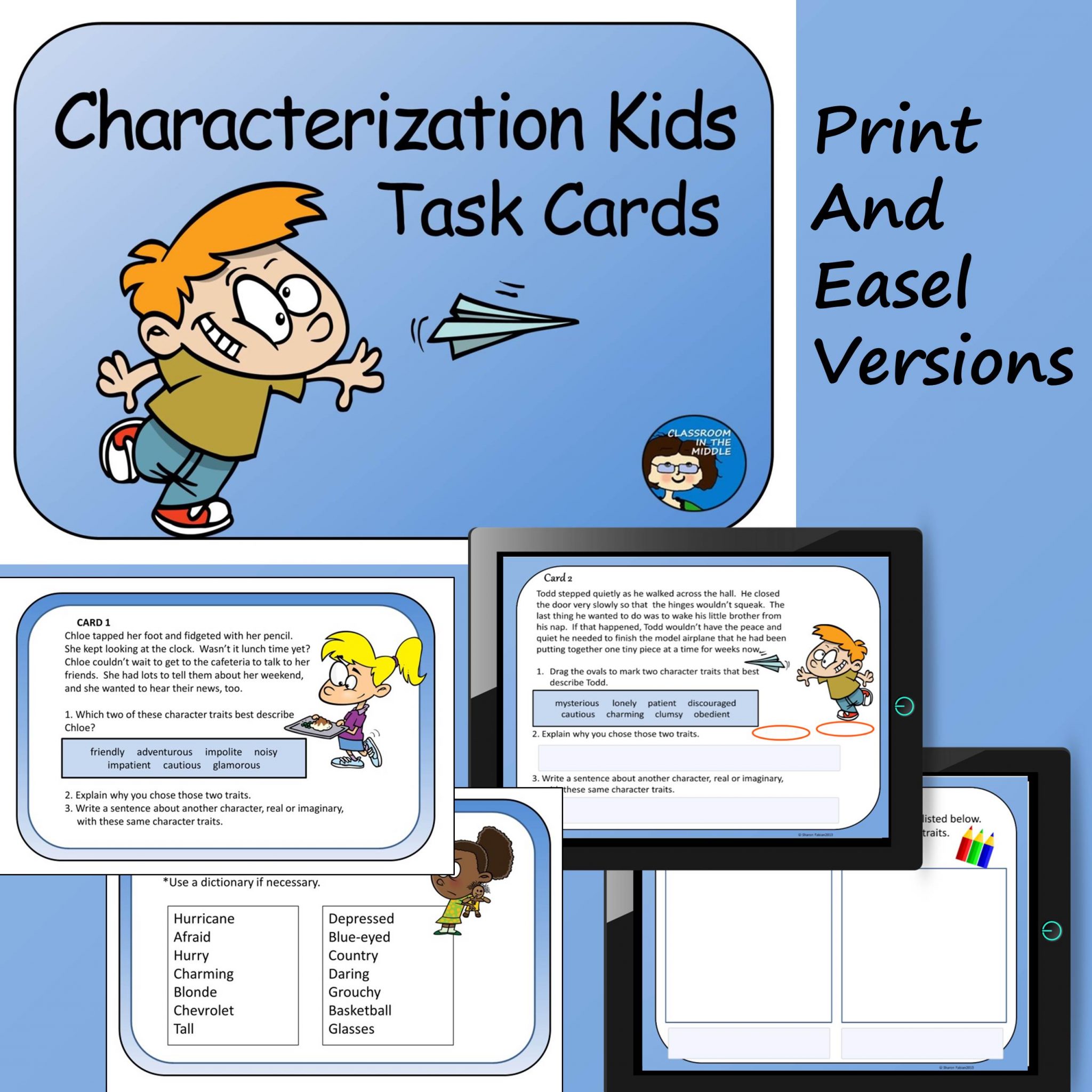 Along with each set of task cards, I’ve included a page of ideas for ...