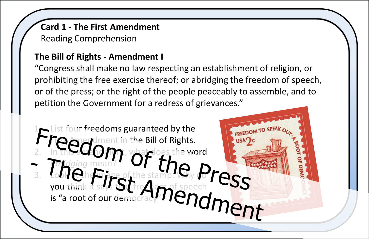 Card 2 is about the job of a news reporter, and the activity directs ...