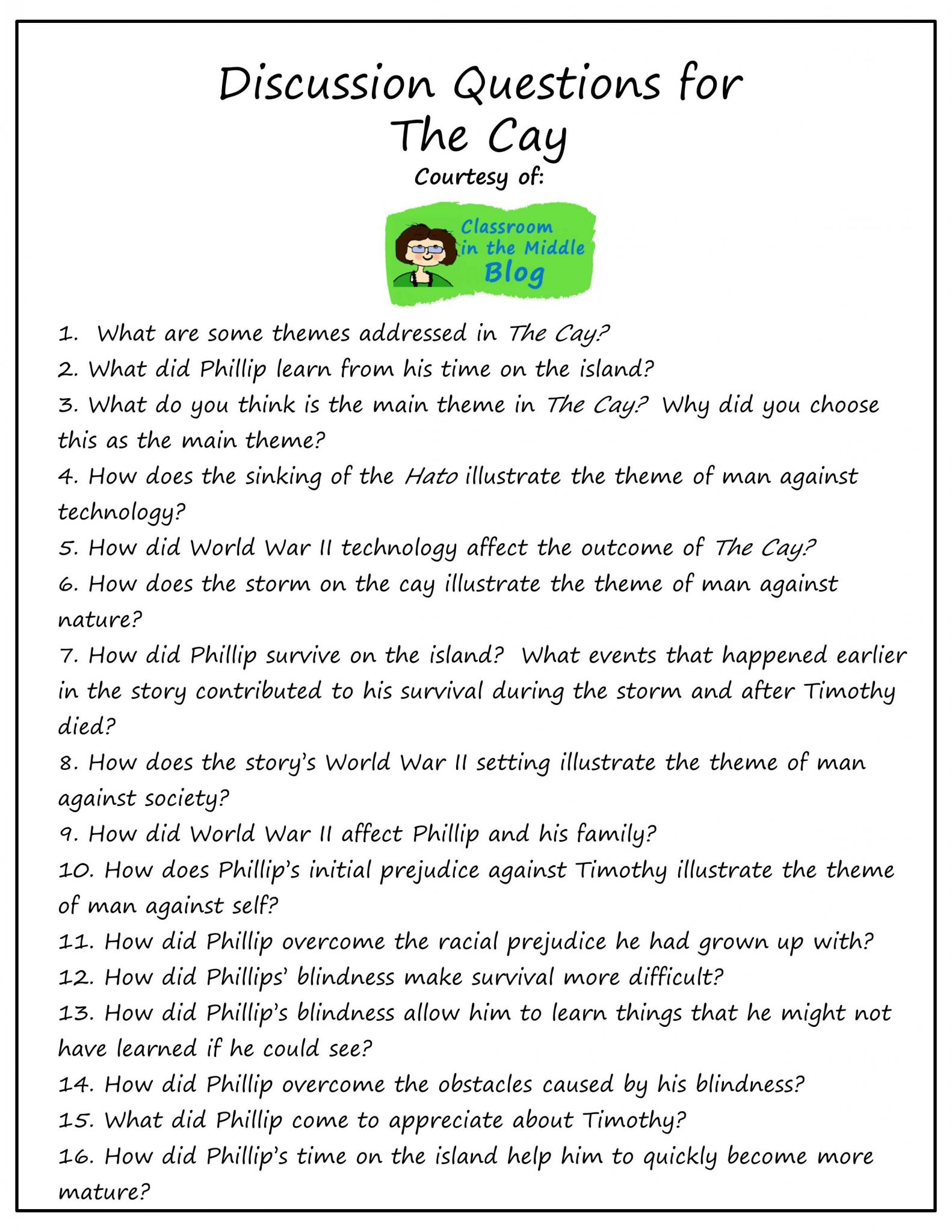 Theme Questions for The Cay