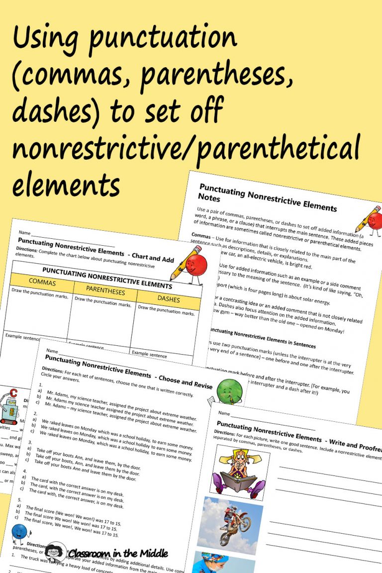 Using Punctuation (Commas, Parentheses, Dashes) to Set Off Nonrestrictive/Parenthetical Elements